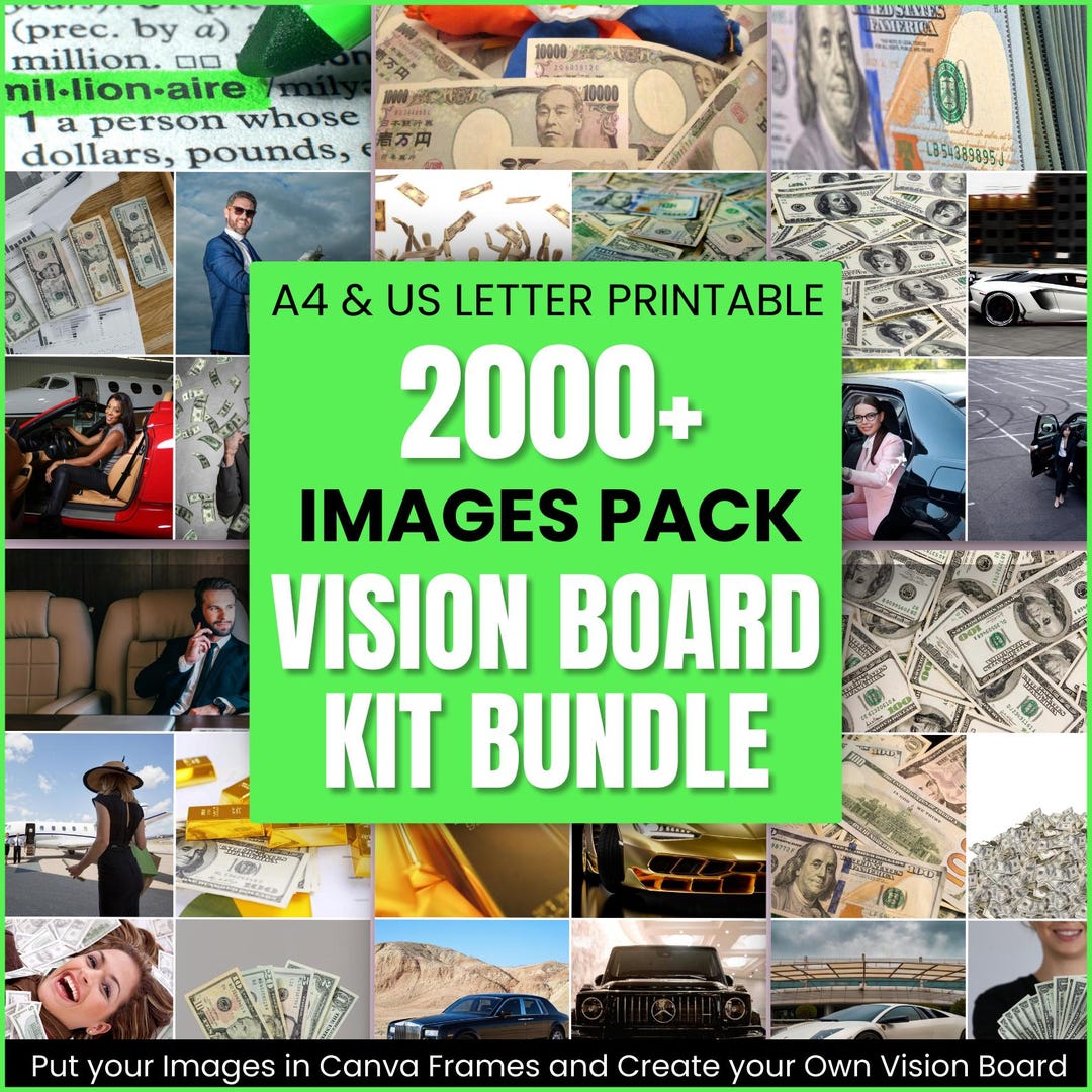 Kit imprimable Vision Board Millionaire Mindset 2025 avec affirmations ...