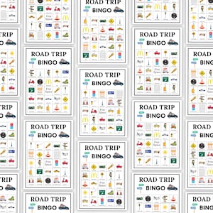 Road Trip Bingo Game Printable – 50 Travel Cards for Kids & Adults, Car ...