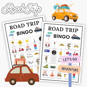 Road Trip Bingo Game Printable – 50 Travel Cards for Kids & Adults, Car ...