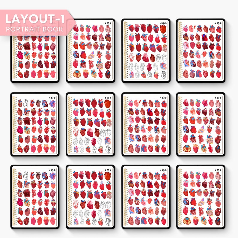 Biology Heart Digital Stickers Pre-cropped Human Body Stickers Hand ...