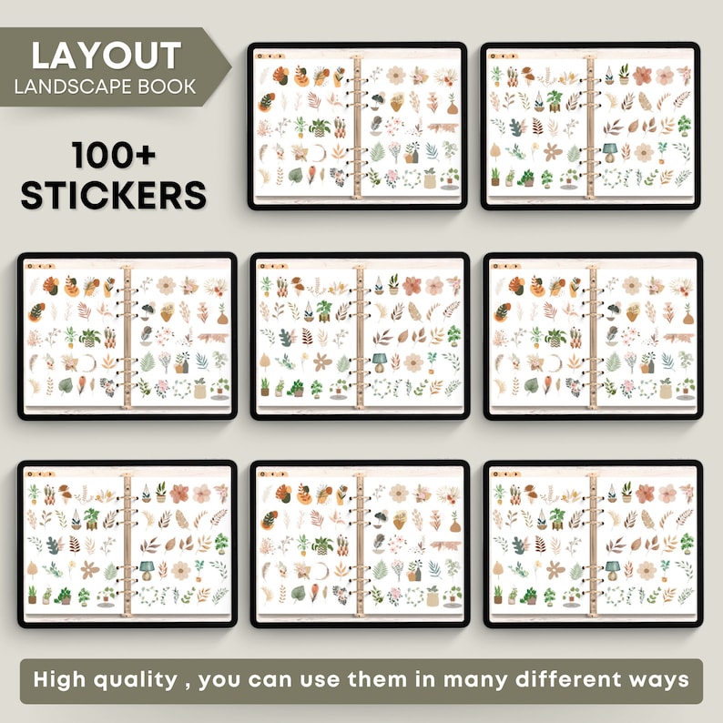 Boho Botanical Digital Stickers for Goodnotes, Daily Digital Sticker ...