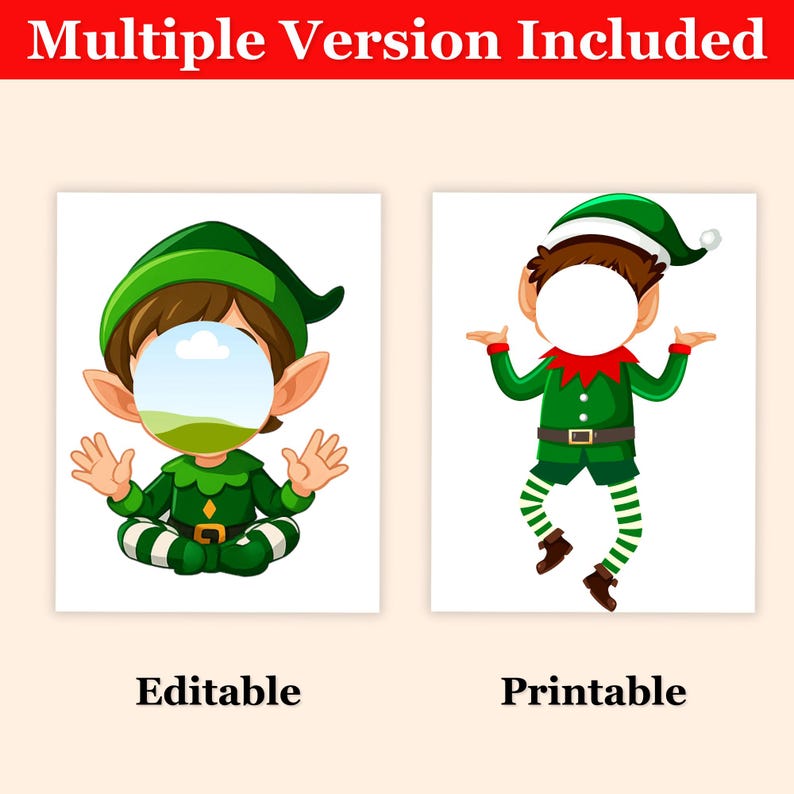 Elf Photo Templates, Add Your Face, 120+ Designs, Christmas PNG PSD PDF ...