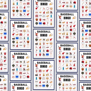 Baseball Bingo Game Printable, 50 Unique Bingo Cards, Sports Party ...