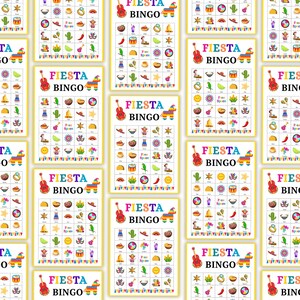 Fiesta Bingo, 30 Printable Fiesta Bingo Cards, Fiesta Activity for Kids ...