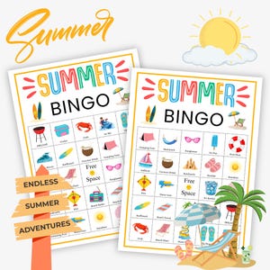 Summer Bingo Cards Printable, Beach Bingo Game for Kids, Vacation ...