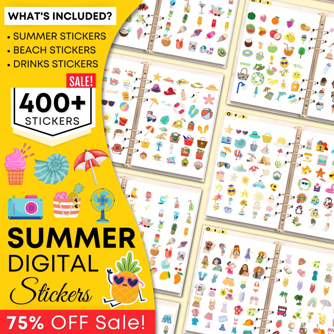 Summer Season DIGITAL STICKERS, Goodnotes Stickers, Digital Planner ...