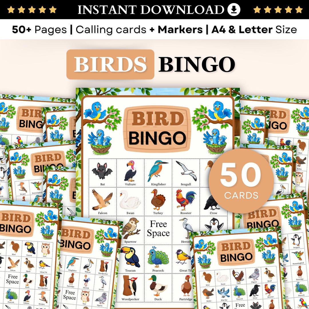 Bird Bingo Printable Game, Kids Bird Bingo, Educational Nature Game ...