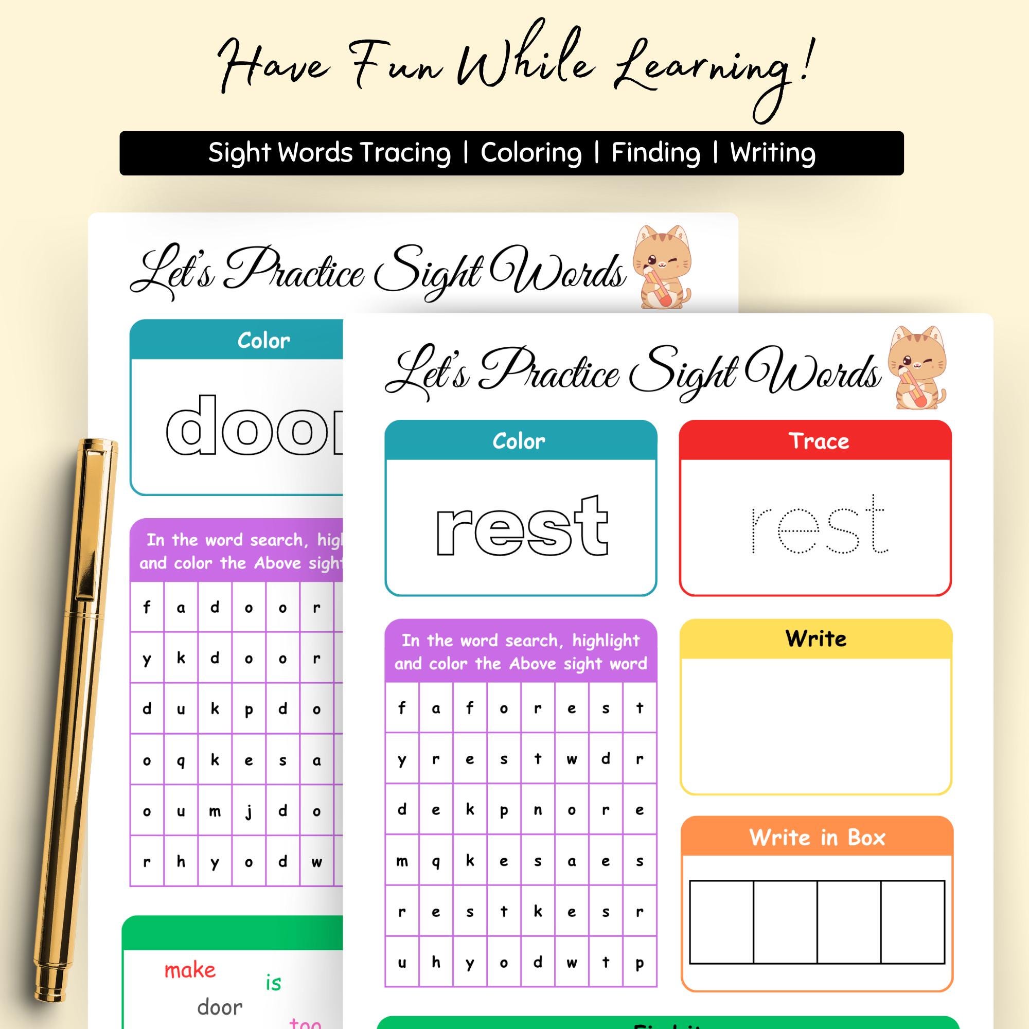 81 Printable Sight Words Worksheets, Fry First Hundred Sight Word Work ...