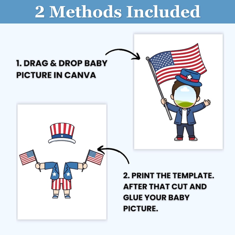 American Independence Day, Add Your Own Face, Canva Template | 4th of ...