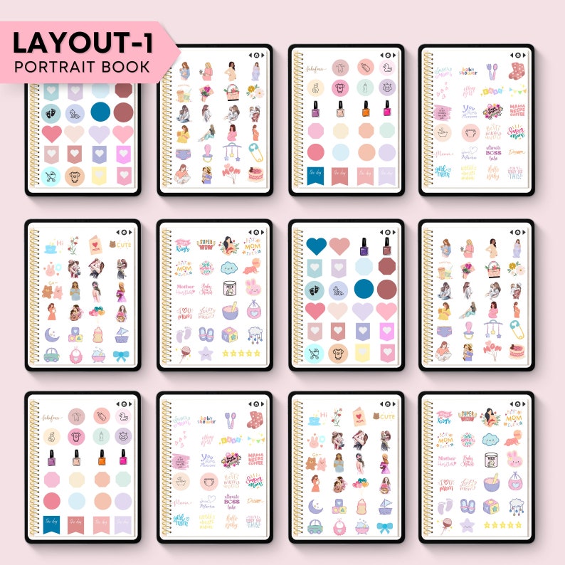 Mom Life Sticker Book for Goodnotes, PNG Files of Digital Stickers ...