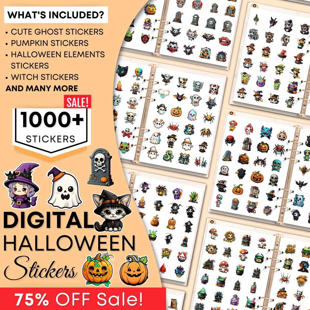 1000+ Halloween Digital Stickers Pack, Goodnotes Stickers, Spooky ...