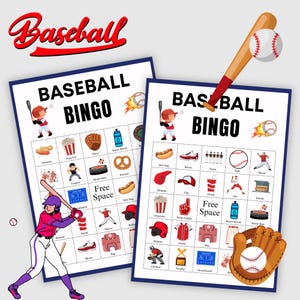 Baseball Bingo Game Printable, 50 Unique Bingo Cards, Sports Party ...