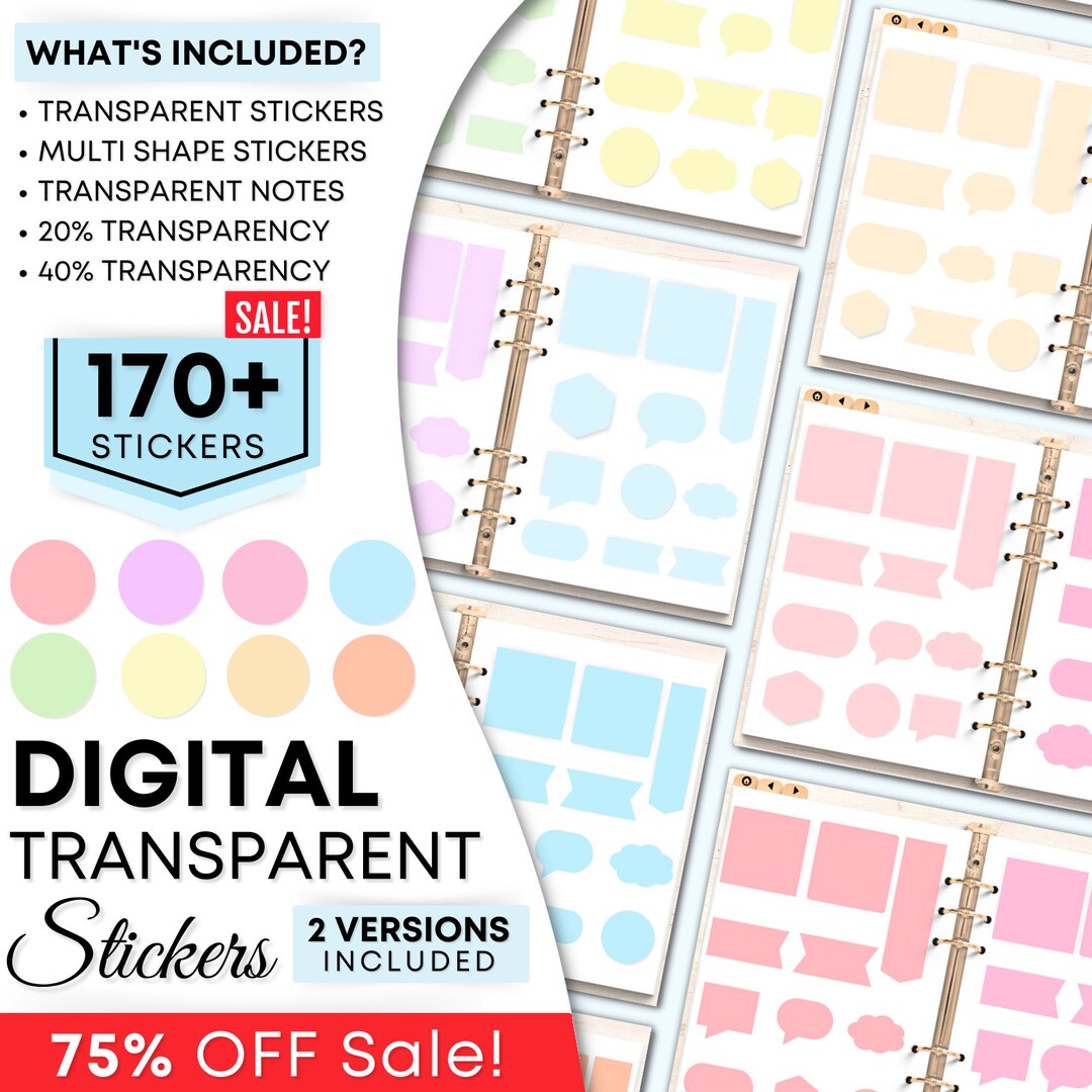 Transparent Digital Planner Stickers, Student Digital Sticky Notes for ...