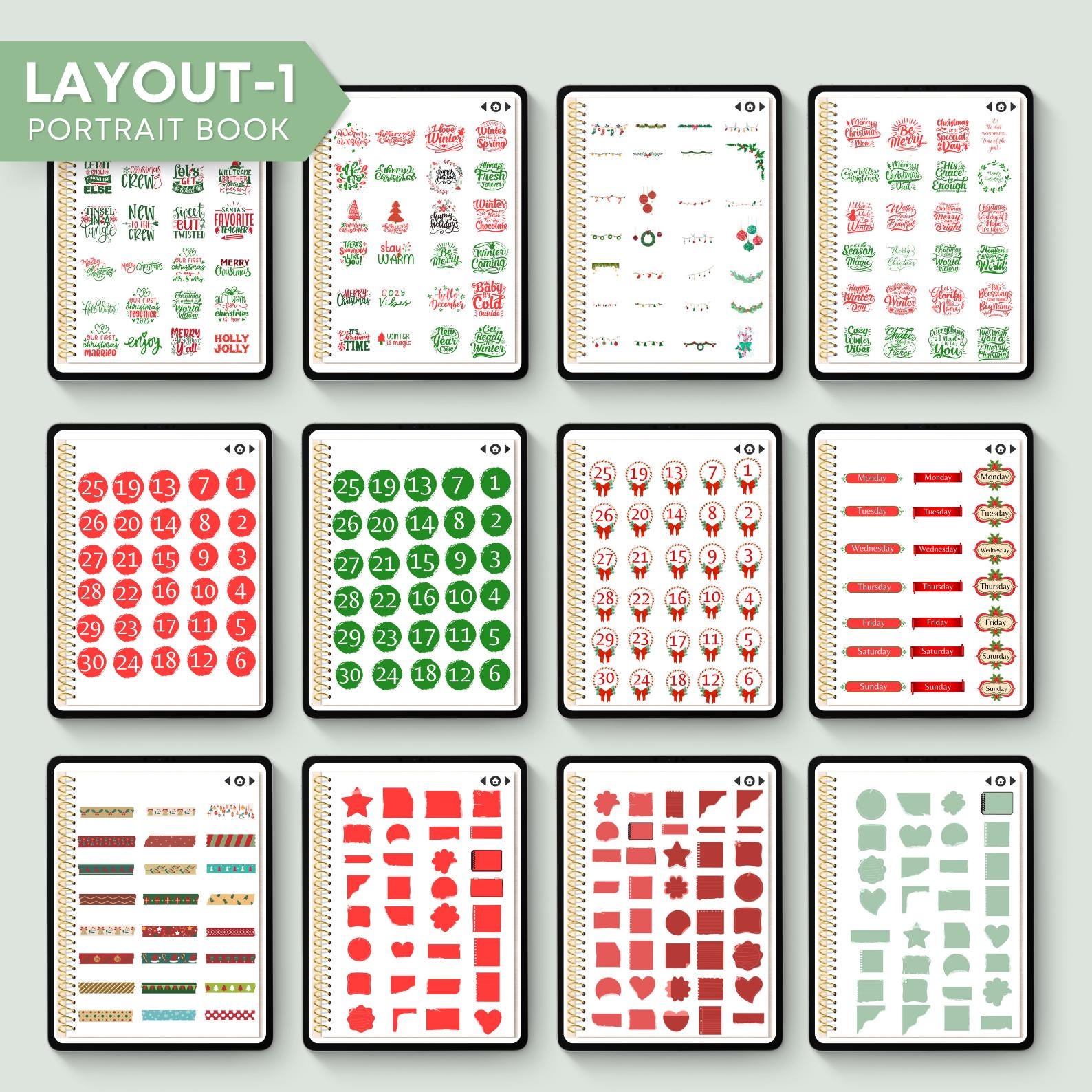 December Monthly Holiday Goodnotes Stickers | Cute Digital Note ...