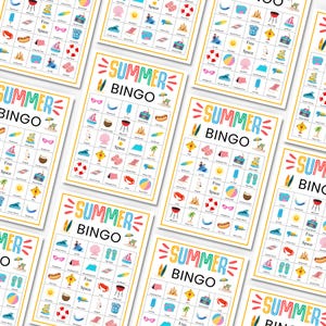 Summer Bingo Cards Printable, Beach Bingo Game for Kids, Vacation ...