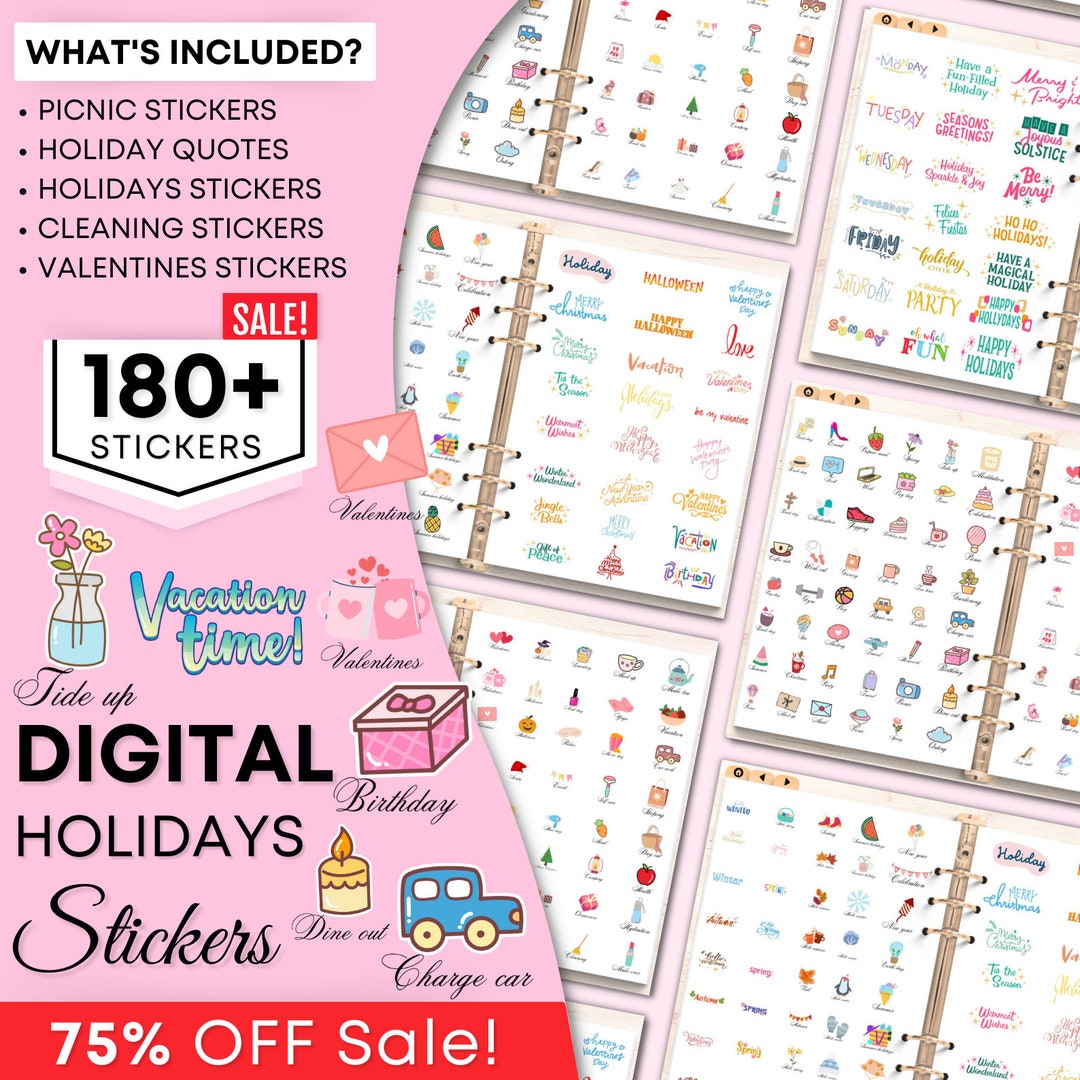 Holiday Digital Stickers Book for Goodnotes, PNG Files of Digital ...