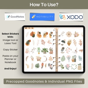 Boho Botanical Digital Stickers for Goodnotes, Daily Digital Sticker ...