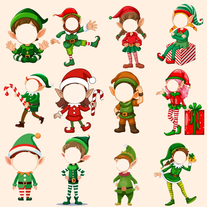 Elf Photo Templates, Add Your Face, 120+ Designs, Christmas PNG PSD PDF ...