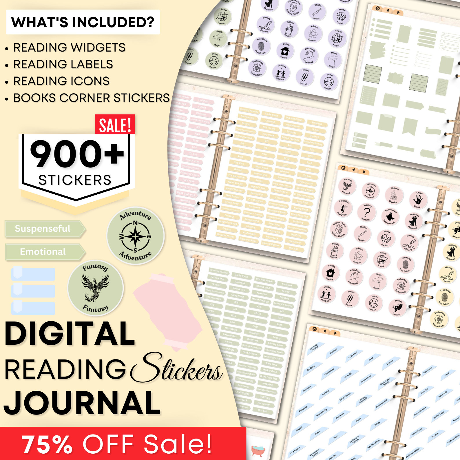 Digital Stickers for Reading Journal | Bookish Goodnotes Stickers ...