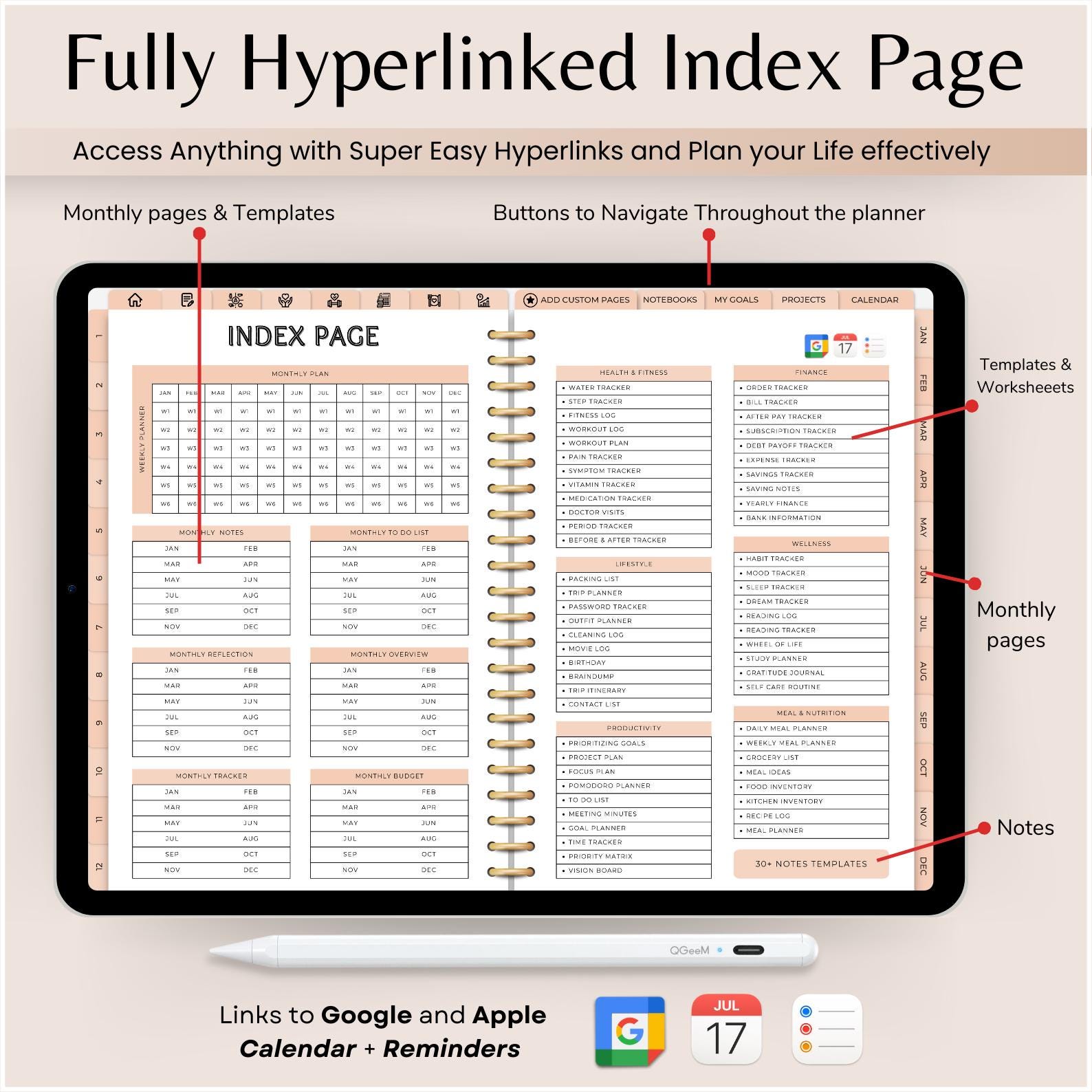 Minimal Digital Planner 2025 2026 2027, Hyperlink Digital Planner ...