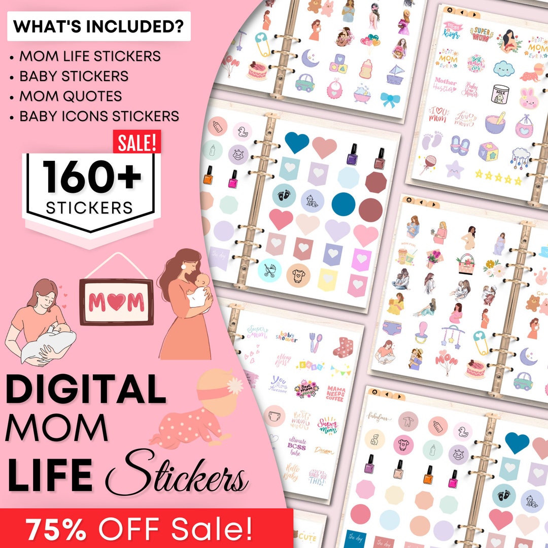 Mom Life Sticker Book for Goodnotes, PNG Files of Digital Stickers ...