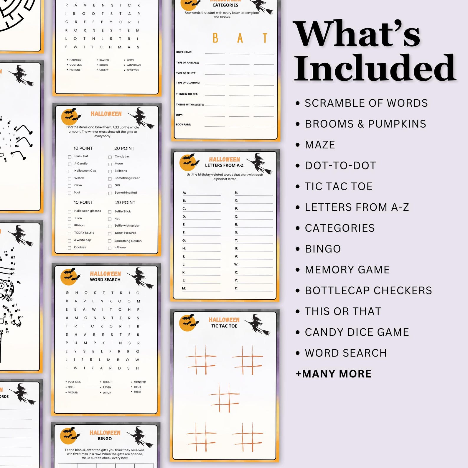 110+ Halloween Printable Games Bundle | Halloween Party Games ...