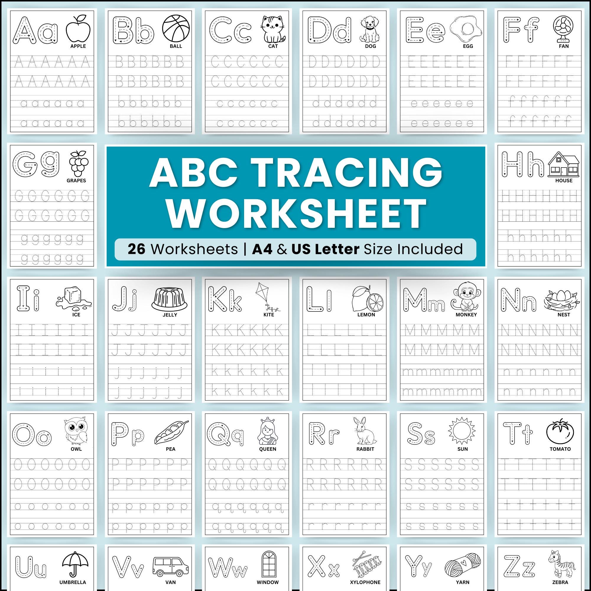 Uppercase Lowercase Alphabet Tracing Worksheets | Printable Preschool ...