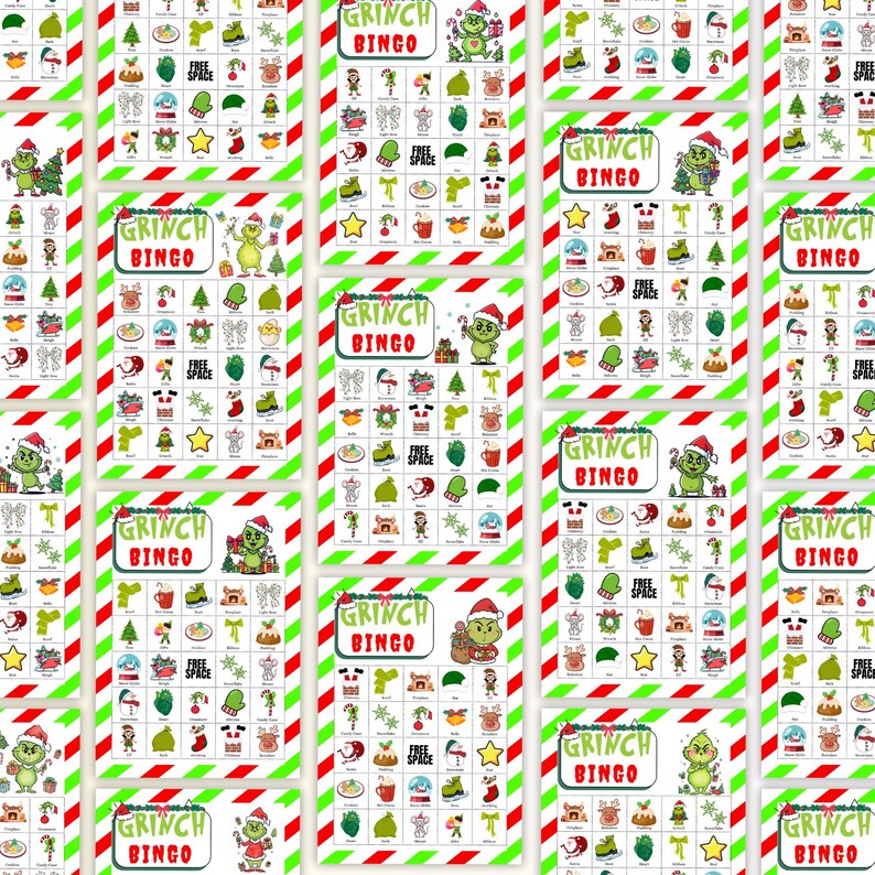 Grinch Bingo, Grinch Christmas Games Bundle, Printable Digital Game ...