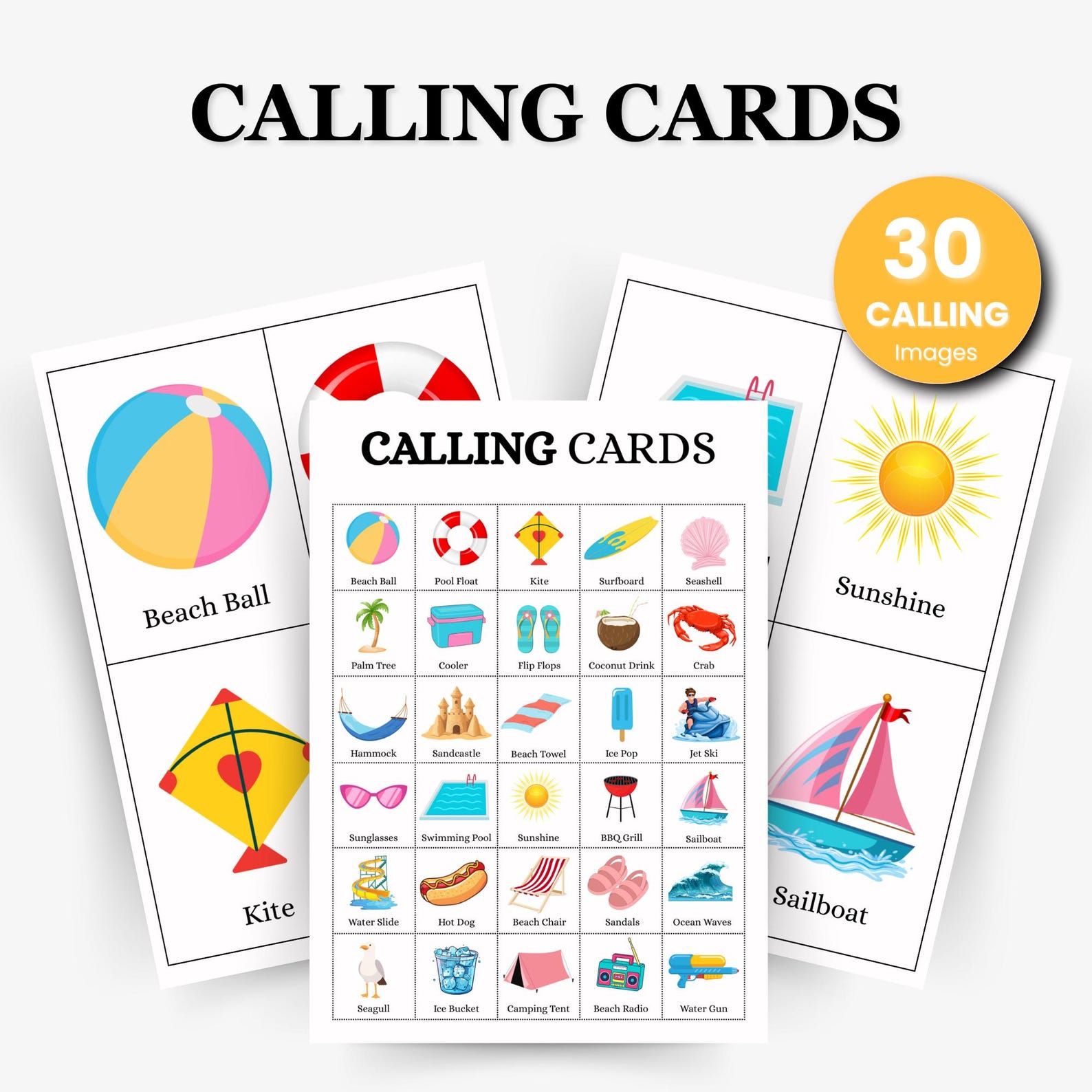 Summer Bingo Cards Printable, Beach Bingo Game for Kids, Vacation ...