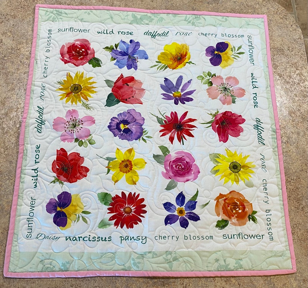 Floral Square Table Topper Variety of Flowers - Etsy