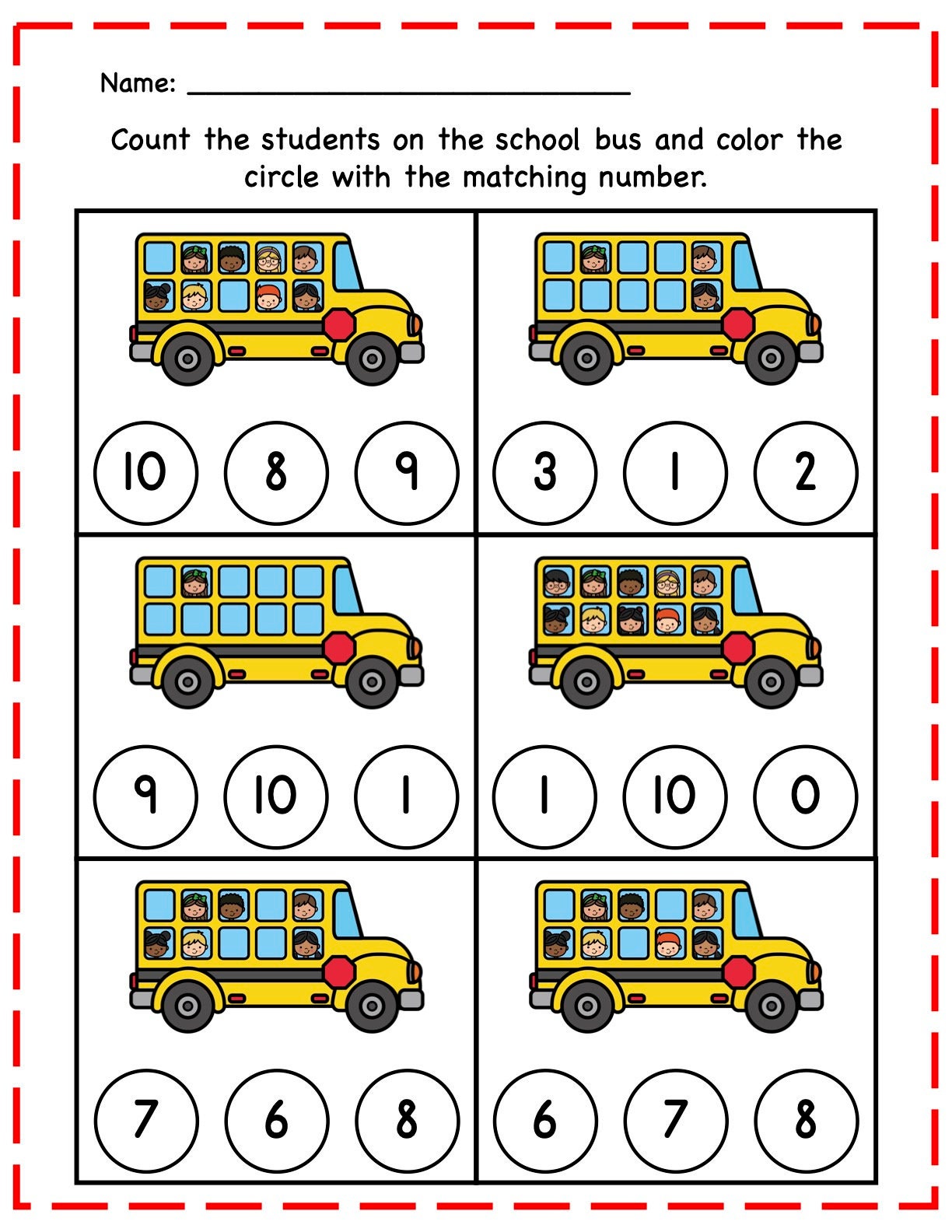 Back to School Counting Worksheets - Etsy