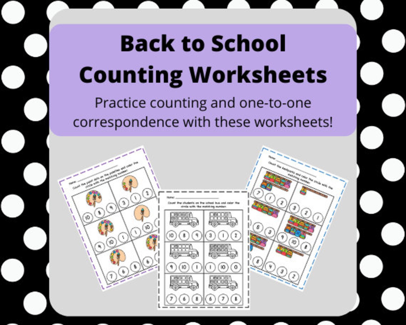 Back to School Counting Worksheets - Etsy