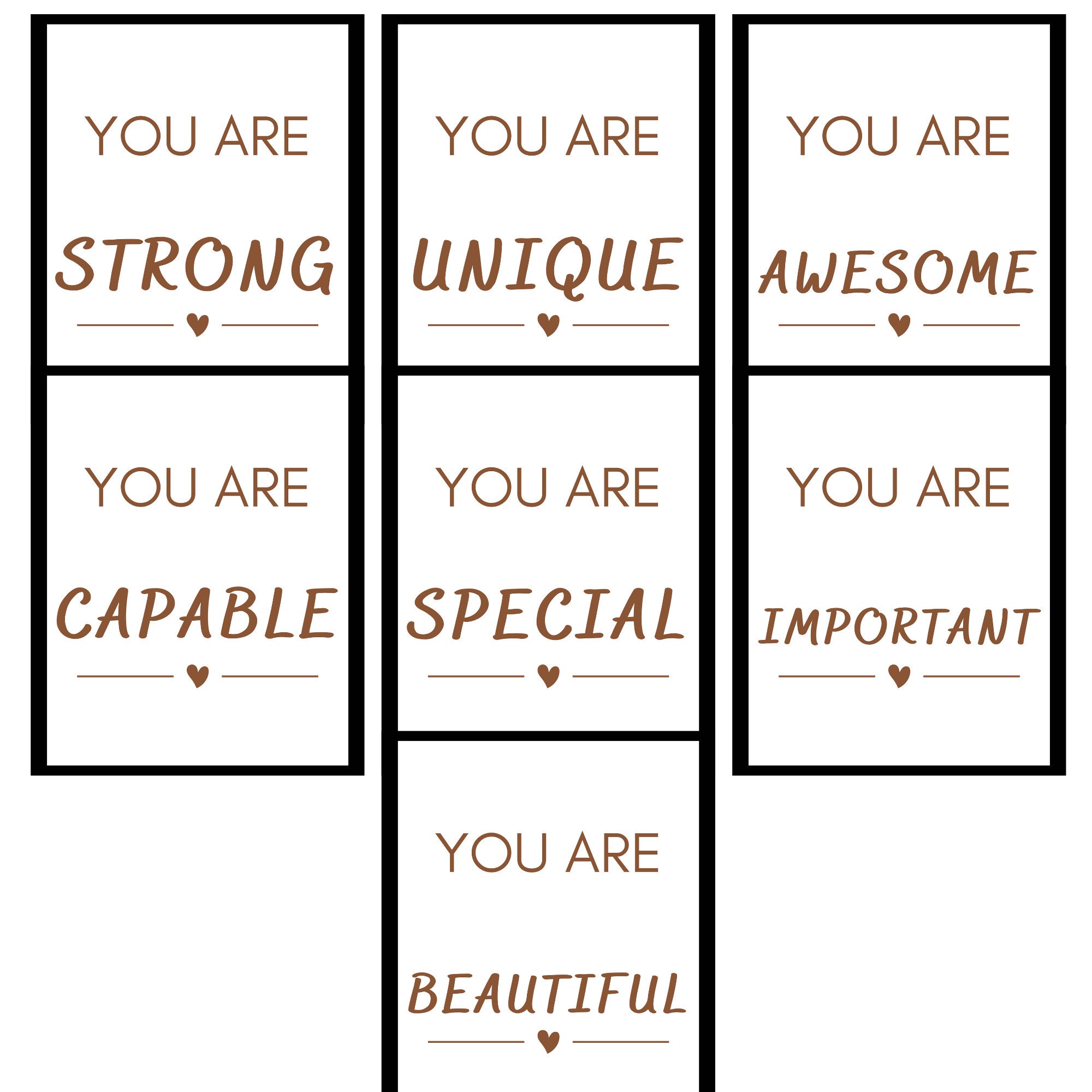 You Are Positive Affirmations Digital Prints Brown Text - Etsy