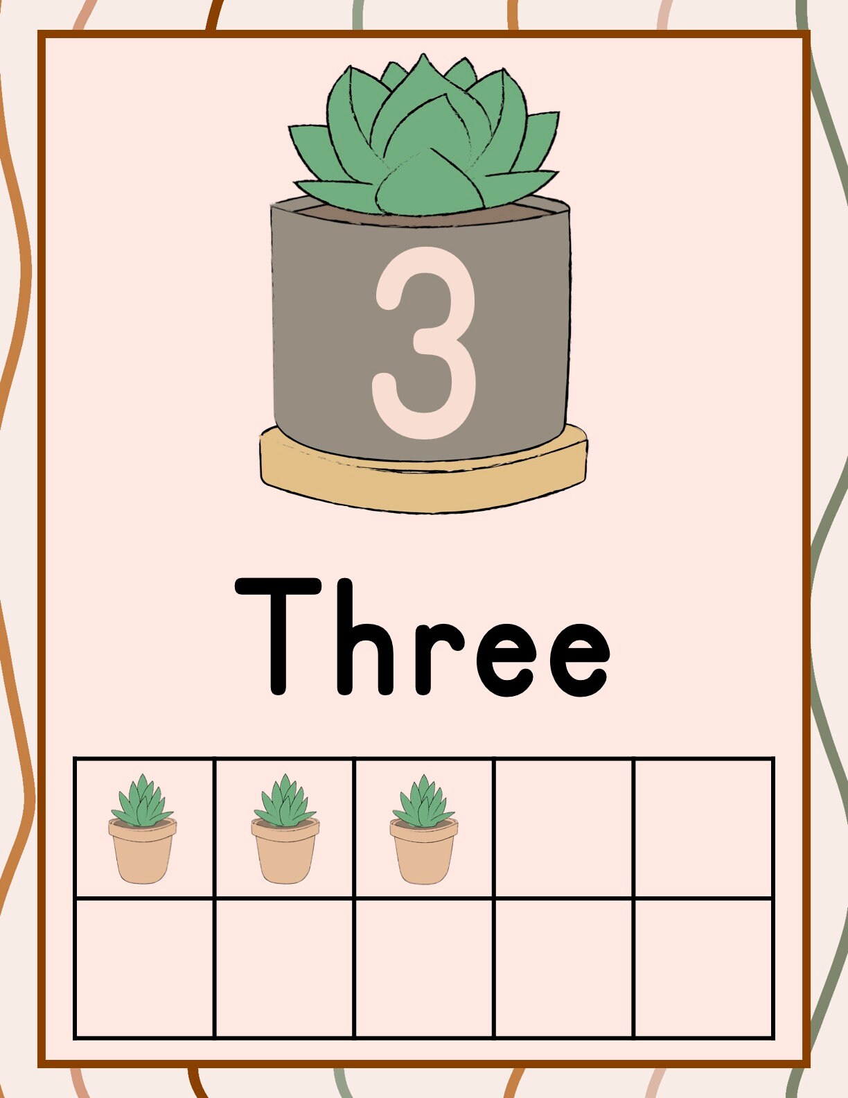 Neutral Succulent Number Posters- Set #1 - Etsy