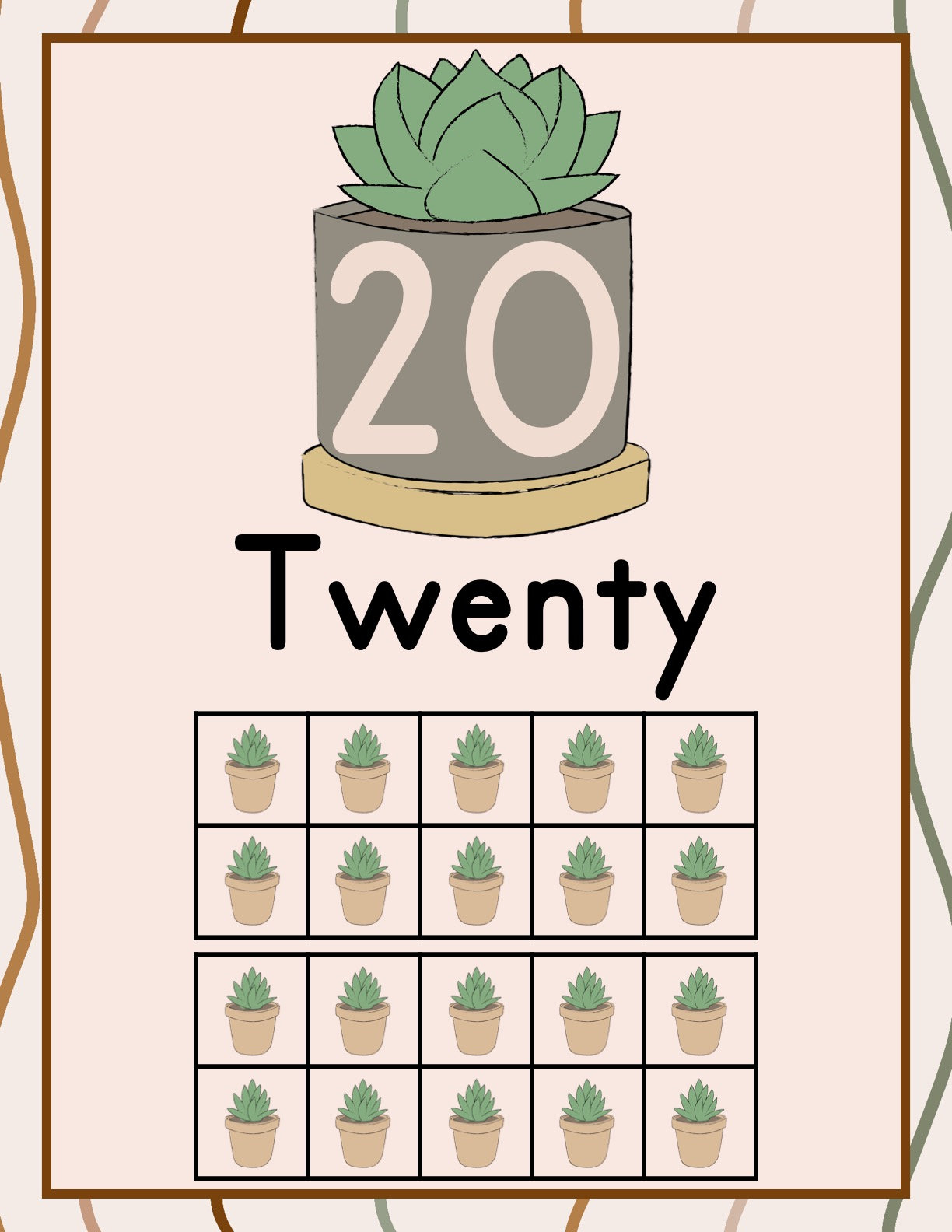 Neutral Succulent Number Posters- Set #1 - Etsy
