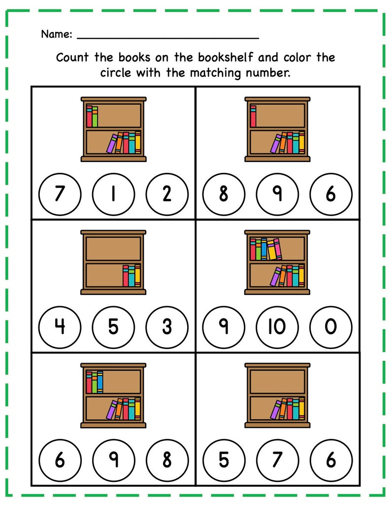 Back to School Counting Worksheets - Etsy