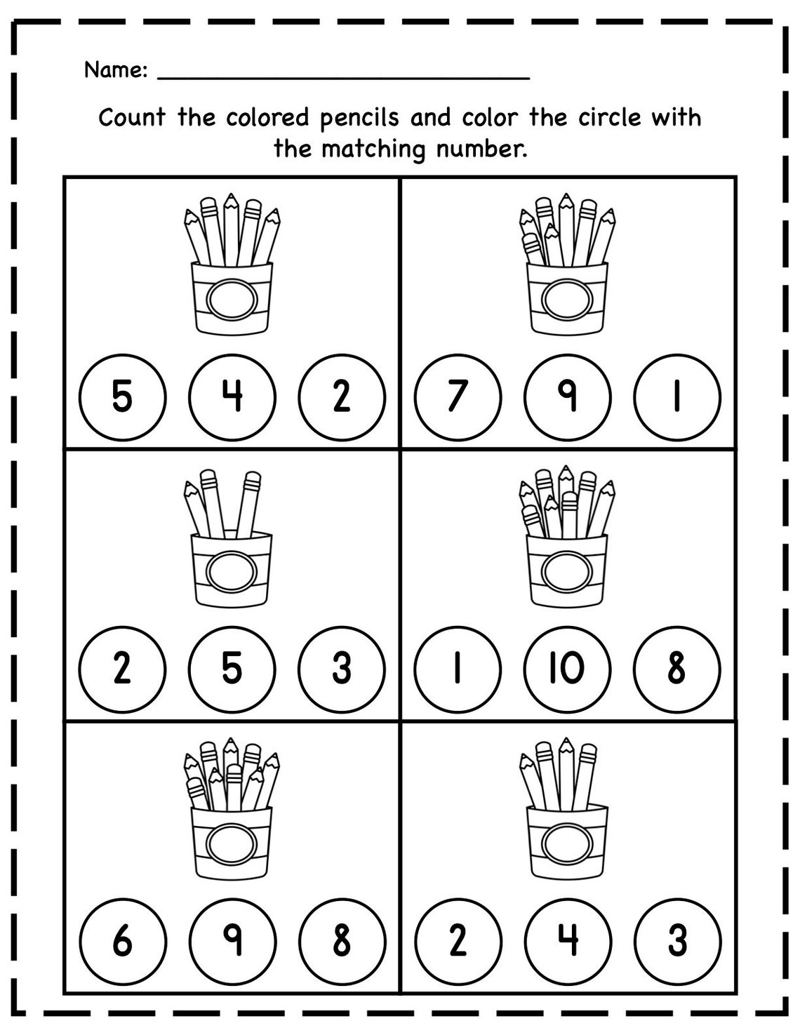 Back to School Counting Worksheets - Etsy