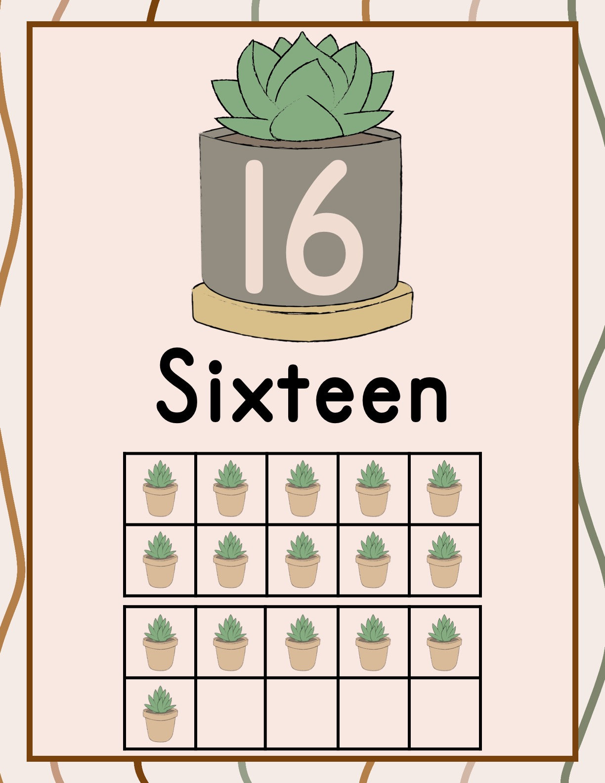 Neutral Succulent Number Posters- Set #1 - Etsy