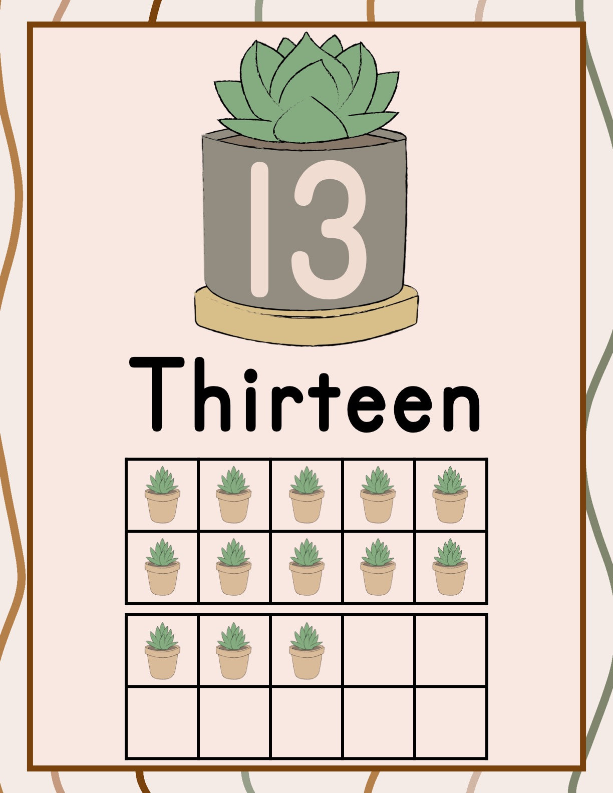 Neutral Succulent Number Posters- Set #1 - Etsy