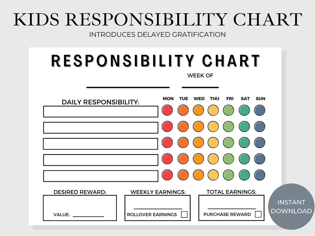 Chore Chart | Reward Chart | Delayed Gratification | Responsibility ...
