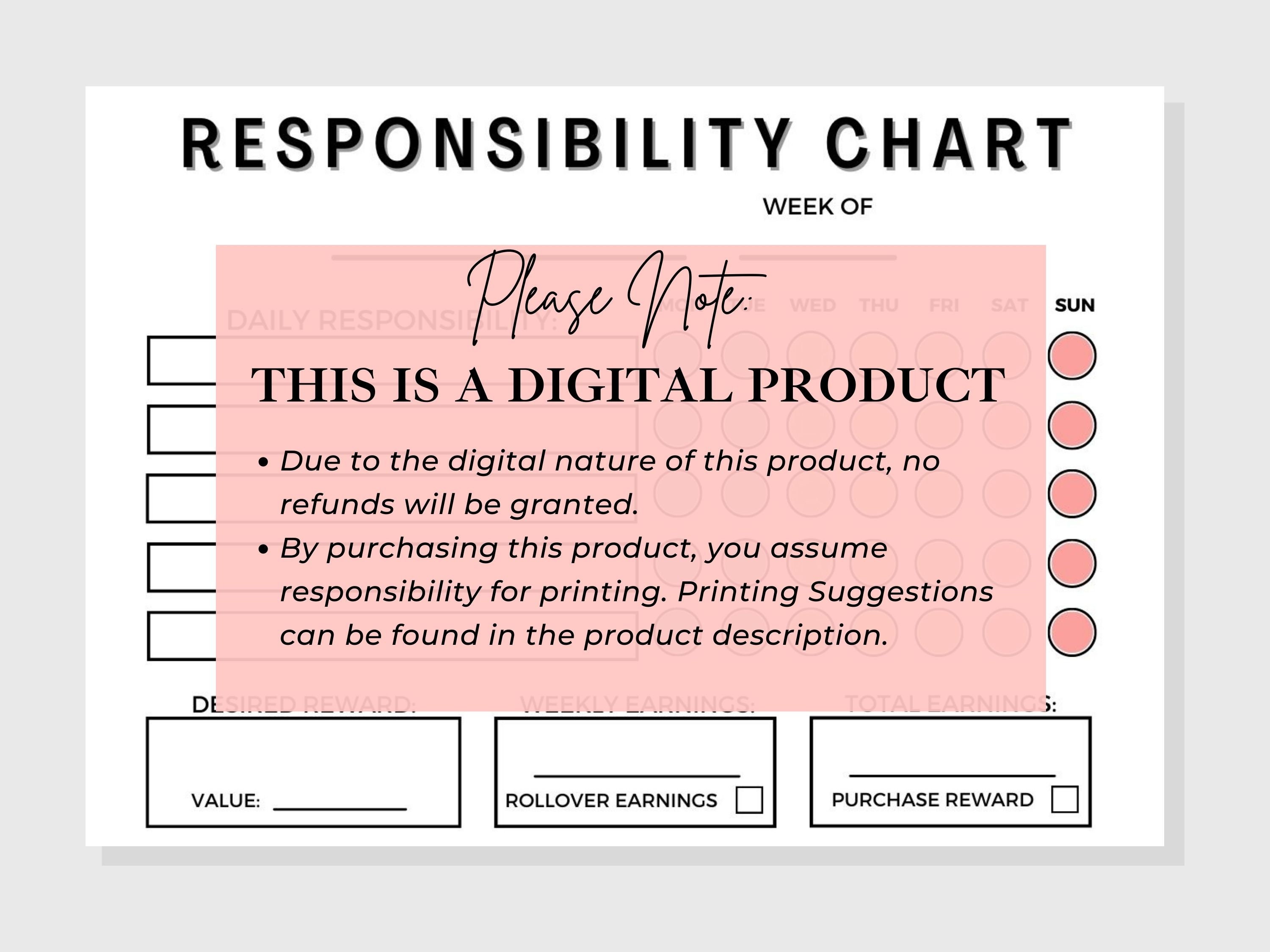 Chore Chart | Reward Chart | Delayed Gratification | Responsibility ...