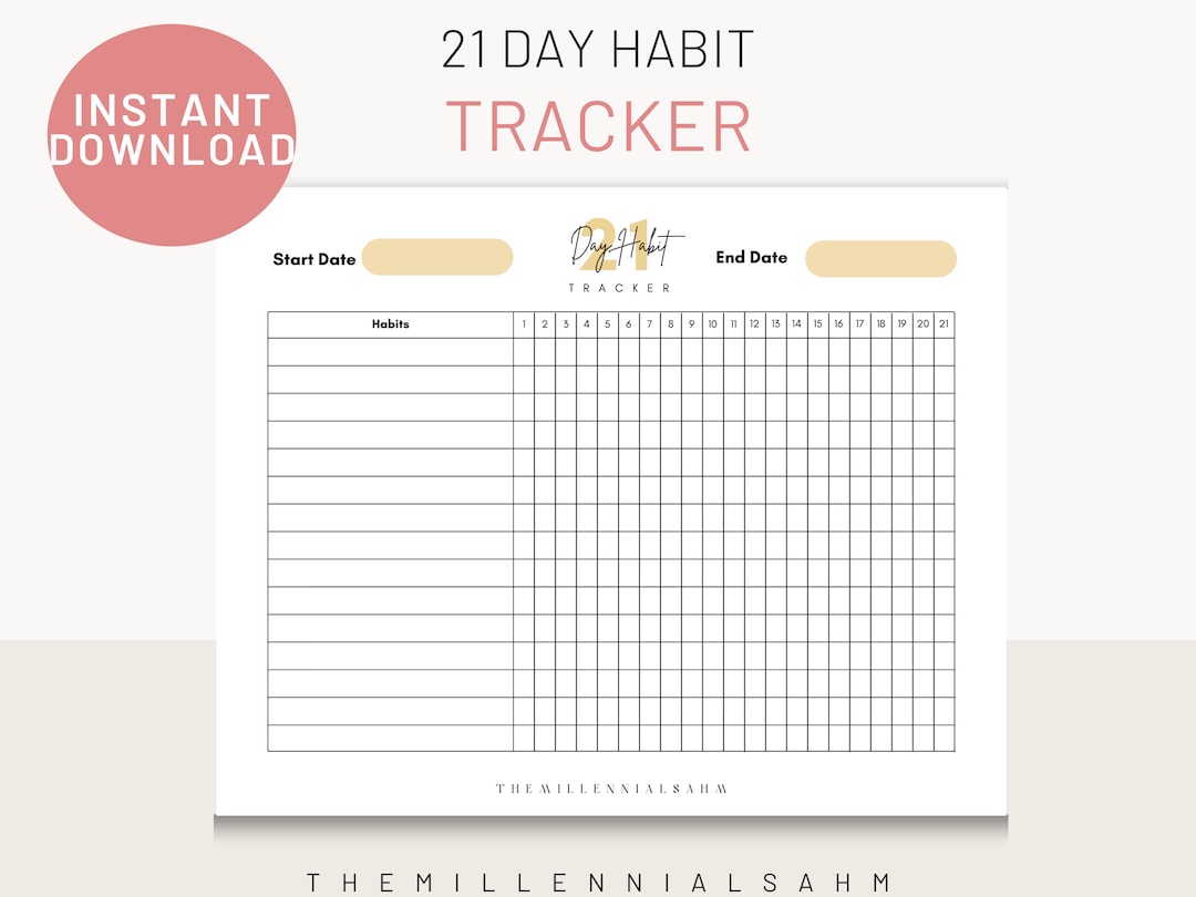 Habit Tracker | Habit Tracker Printable | 21 Day Habit Tracker ...