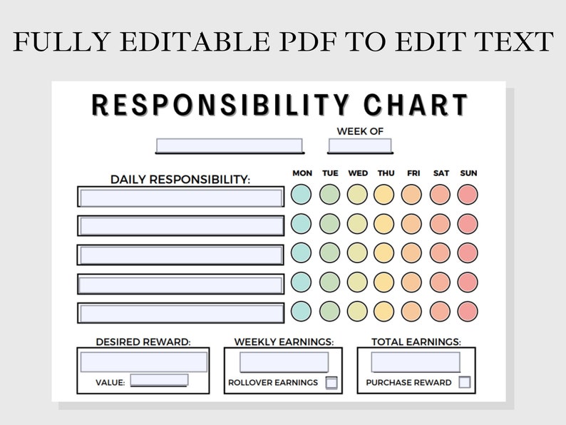 Chore Chart | Reward Chart | Delayed Gratification | Responsibility ...