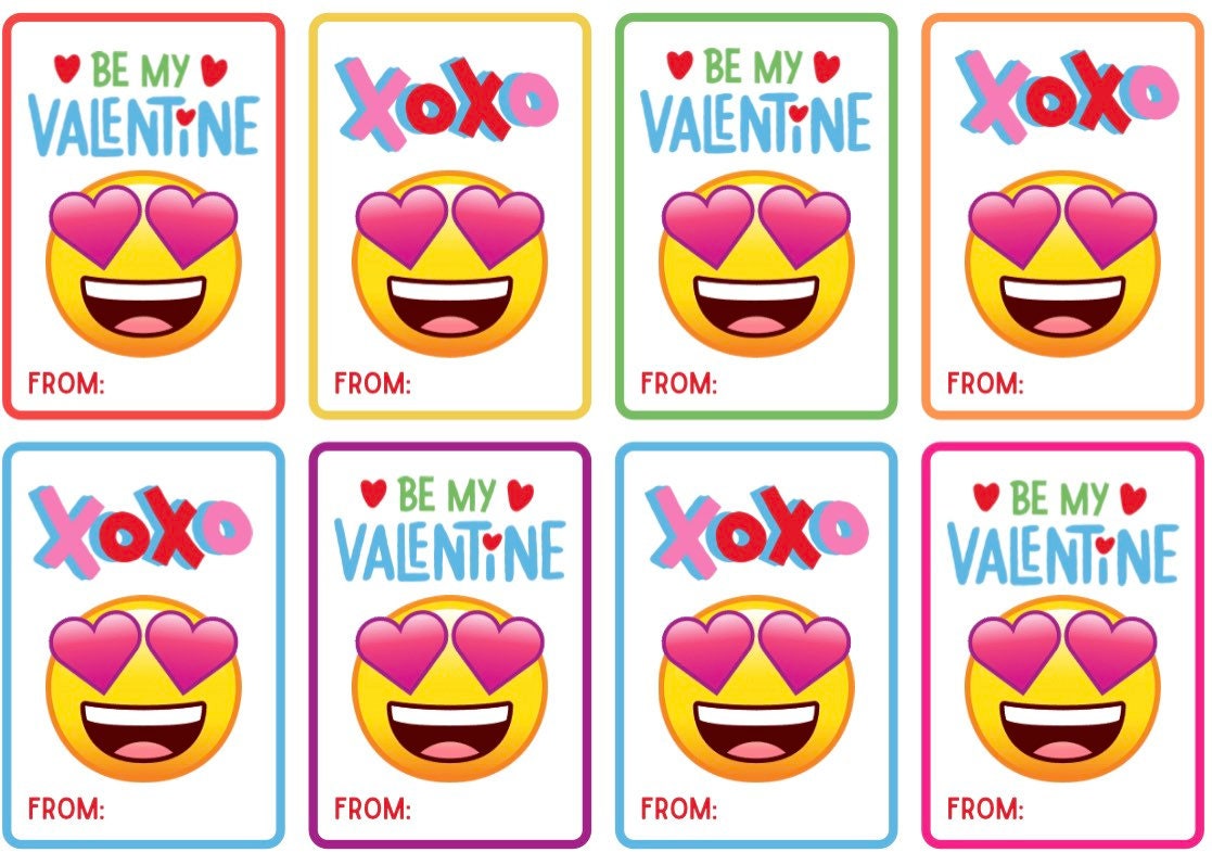 Valentine Emoji Cards, Classroom Valentines, Kids Valentines - Etsy