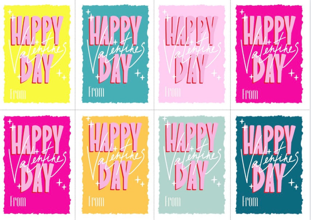 Happy Colors Valentine Cards, Printable Valentines, Teen or Big Kid ...