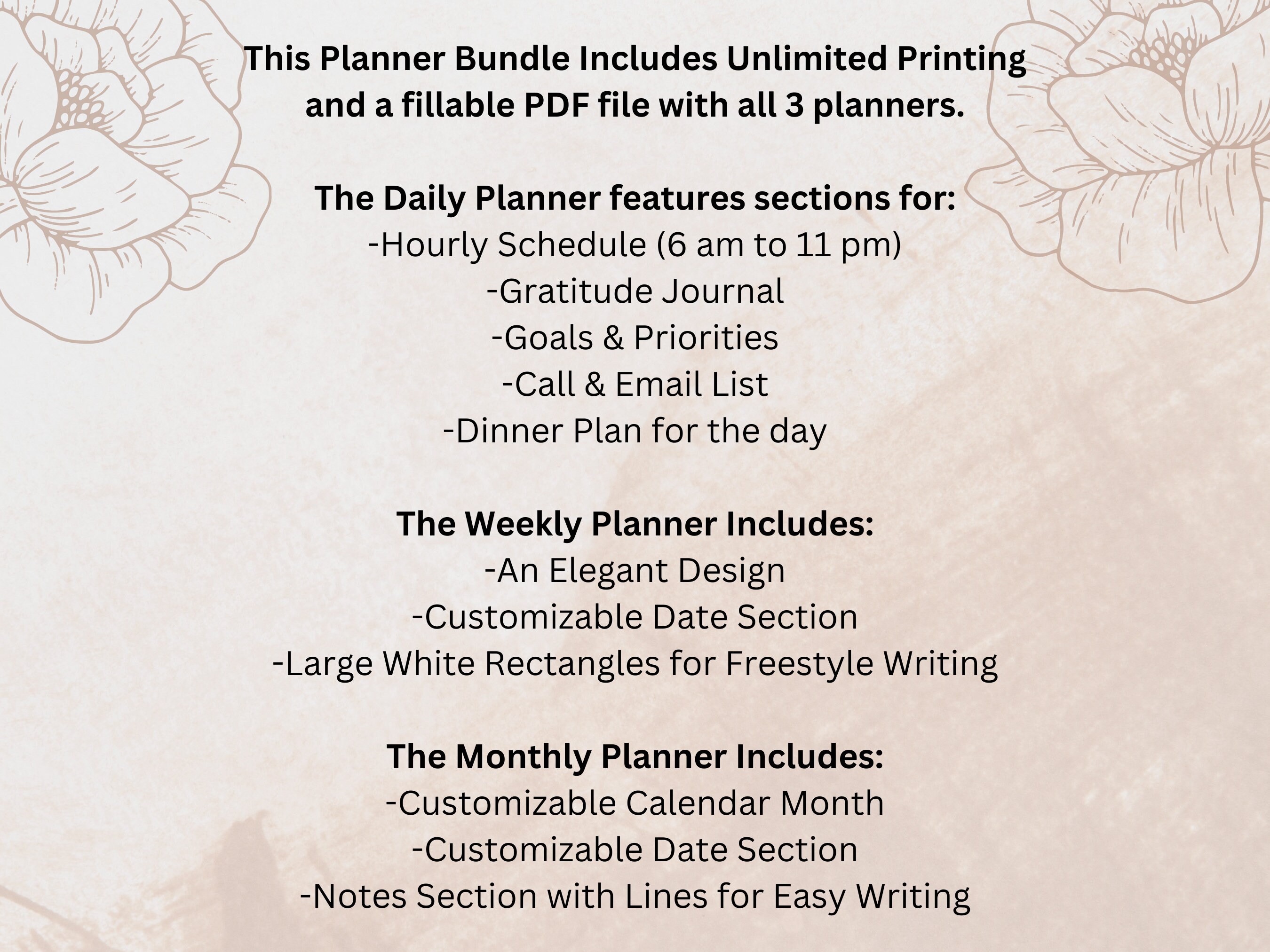 Undated Digital Planner Bundle Daily, Weekly, and Monthly Planner ...