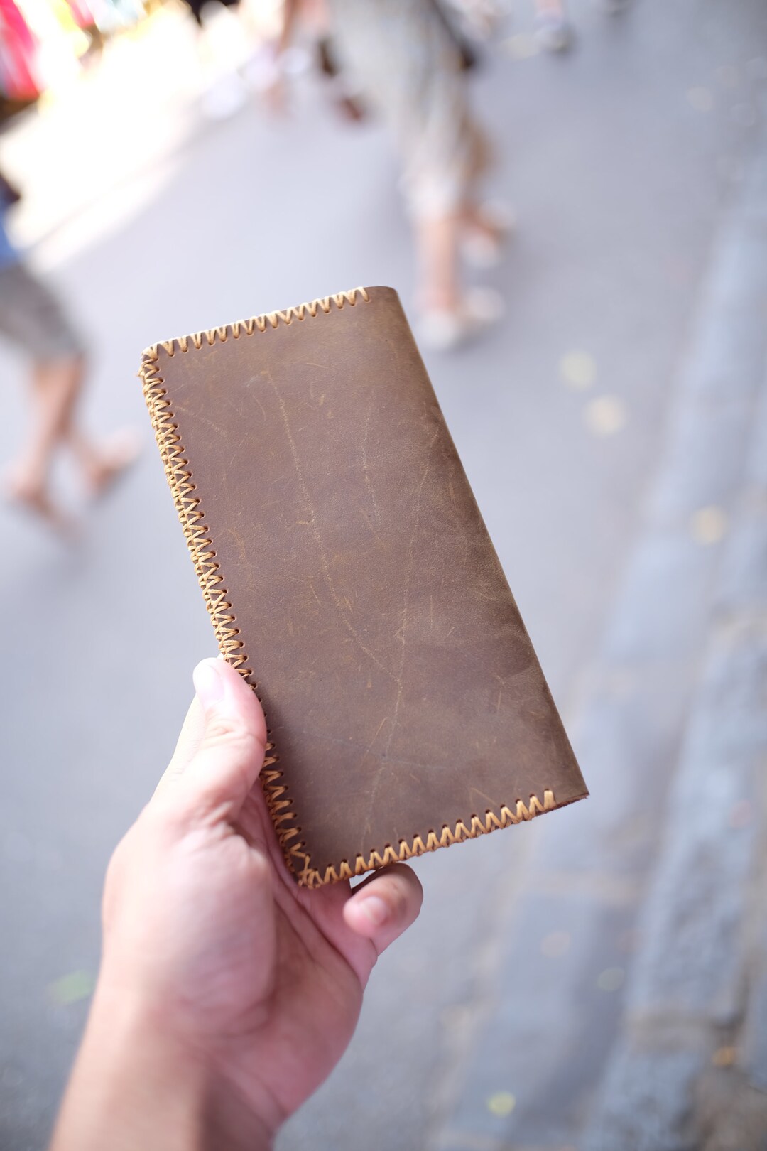 Leather Bifold Long Wallet| RFID Blocking Mens Long Wallet| Genuine ...