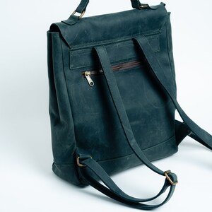 Navy Moss Leather Backpack, Leather Backpack, Rucksack, Men Leather ...
