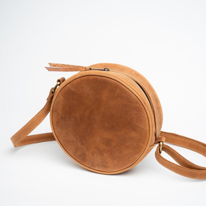 Leather Circle Bag - Etsy