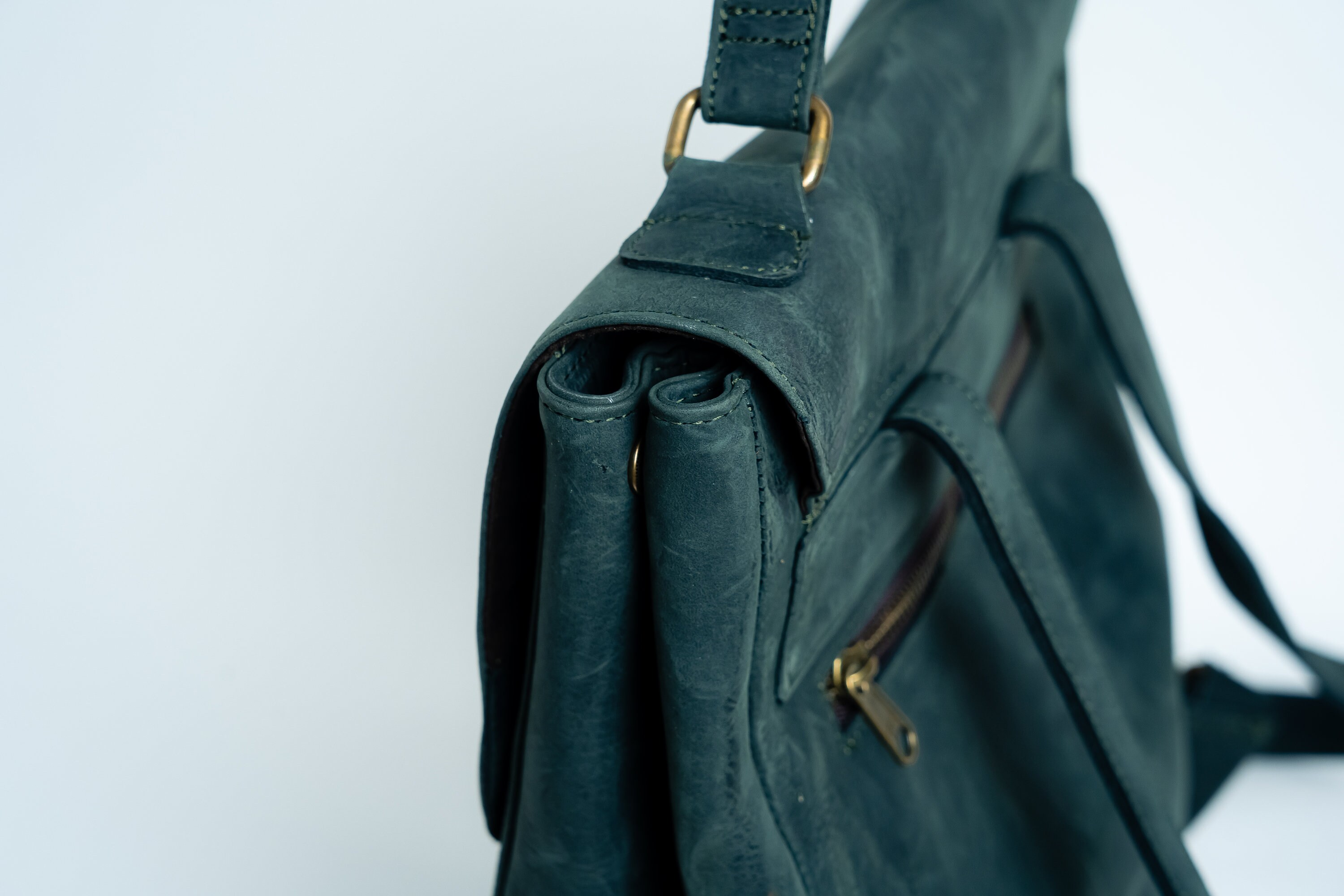 Navy Moss Leather Backpack, Leather Backpack, Rucksack, Men Leather ...